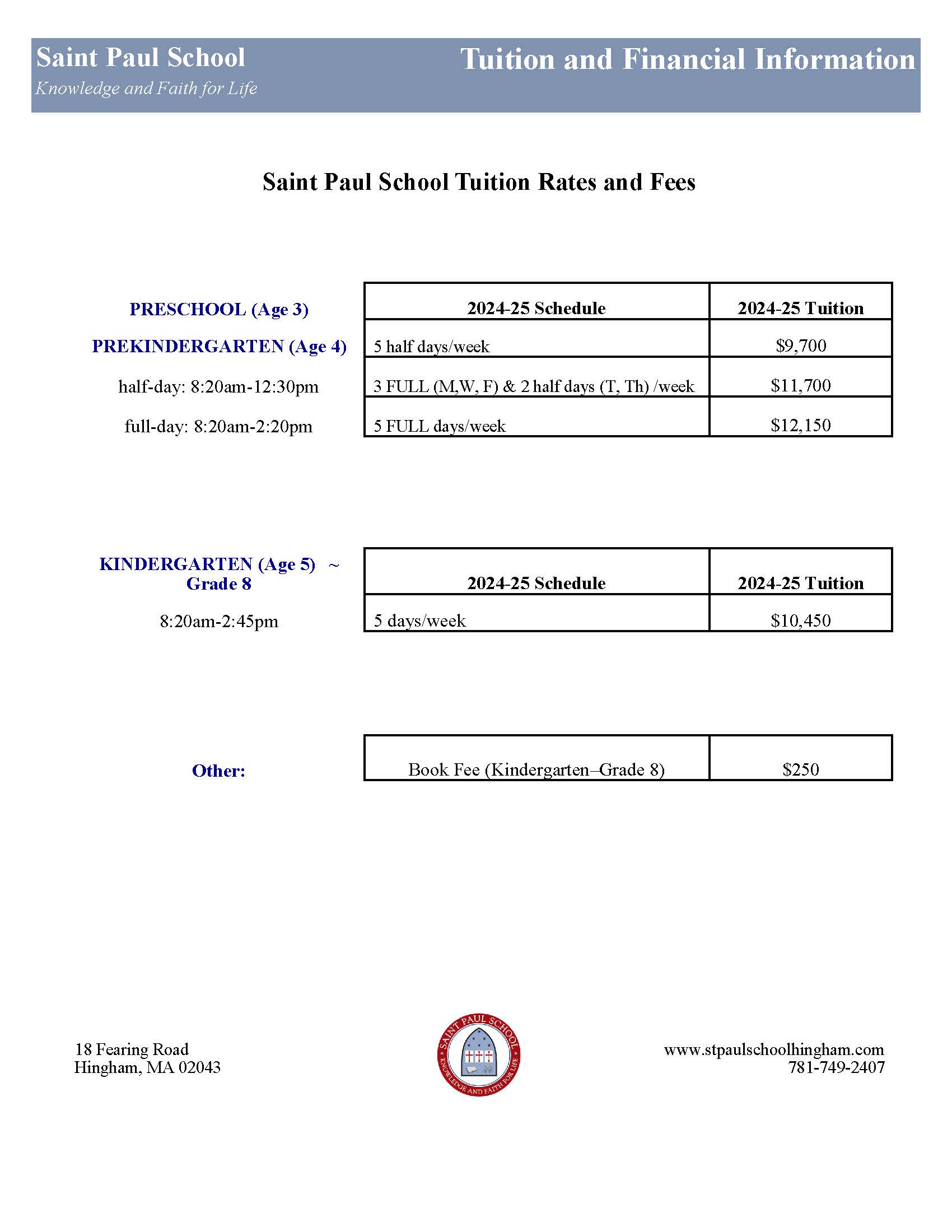 Tuition & Tuition Assistance - Saint Paul School